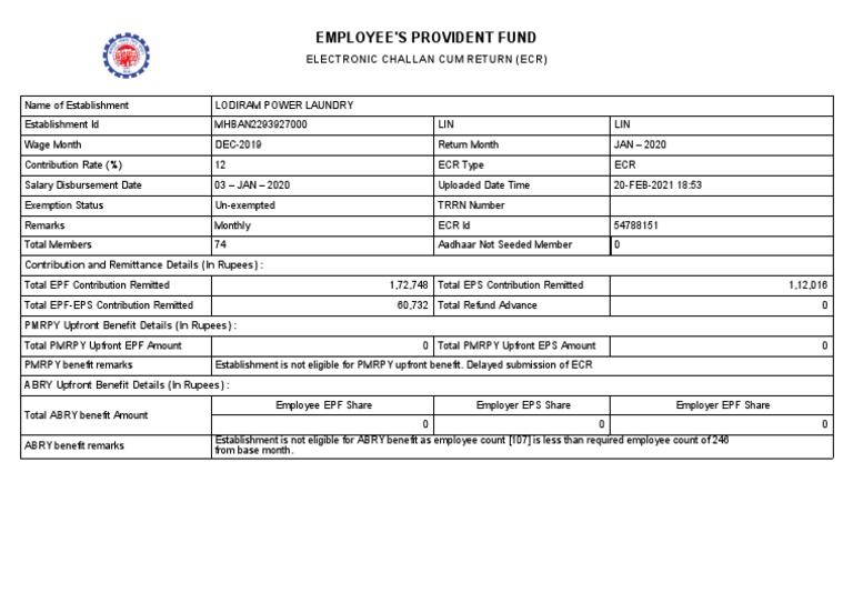 PF Challan of Central Railway 107 Nos. | PDF | Working Conditions ...