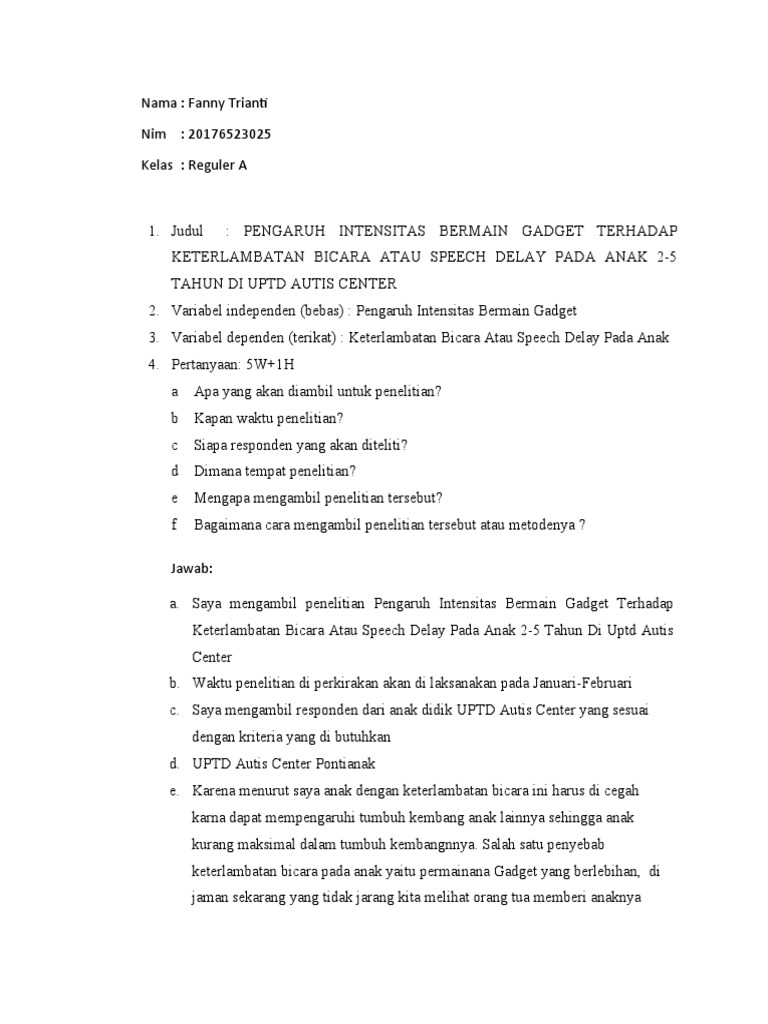 Fenomena Speech Delay | PDF