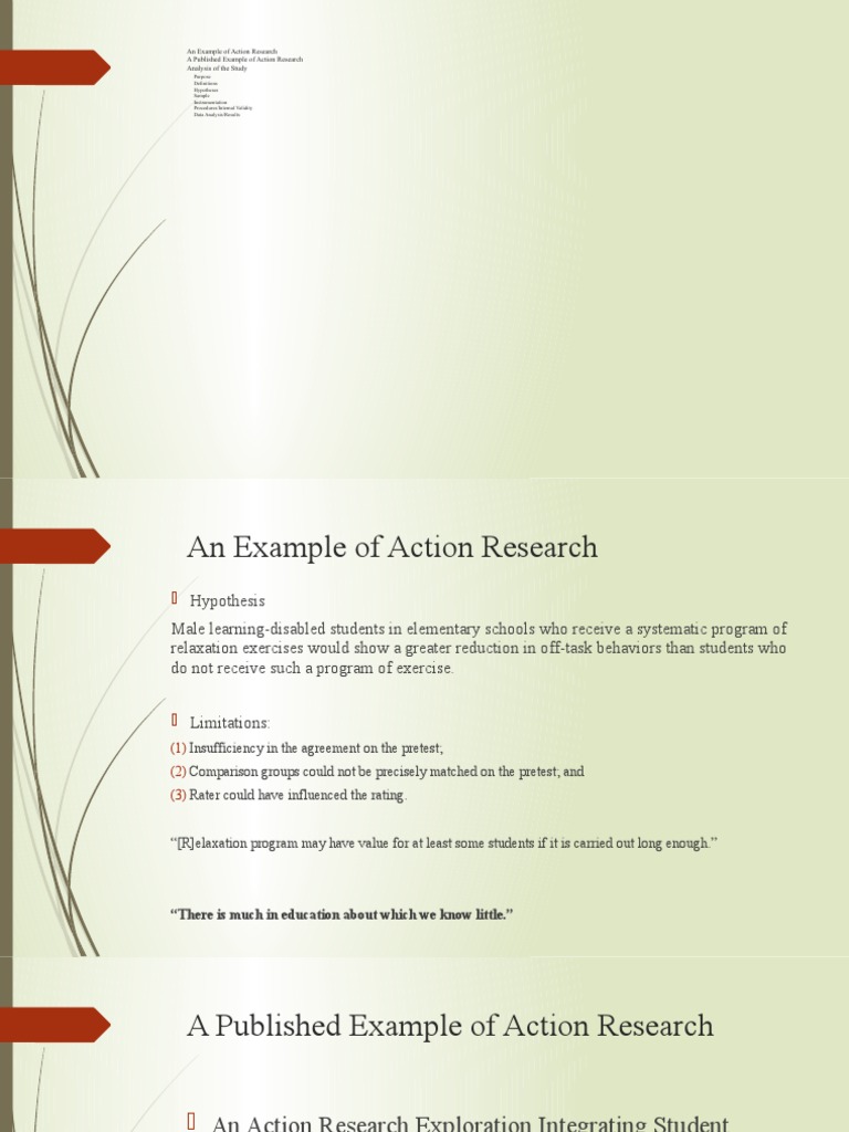 An Example of Action Research | PDF | Action Research | Motivation