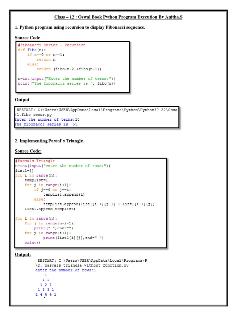 Python Programs - Oswal | PDF | Parameter (Computer Programming) | Numbers