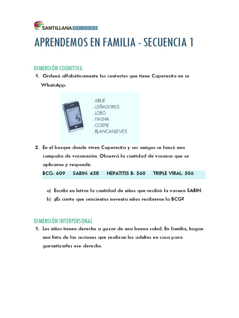 Tercero - Secuencia 1 - Aprendemos en Familia | PDF