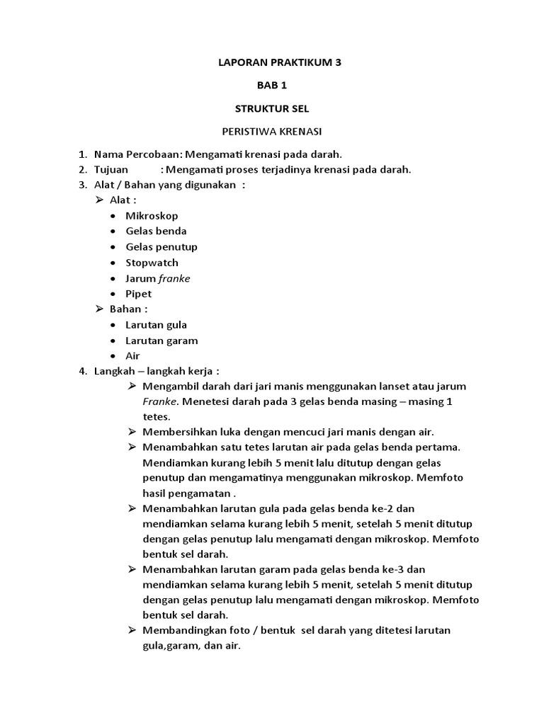 Laporan Prak. Bio Krenasi | PDF