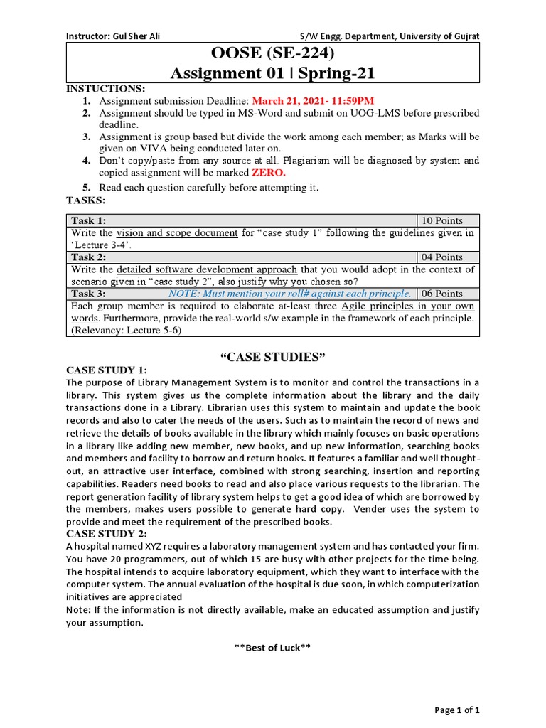 Assignment 01 - OOSE - S21 | PDF | Libraries | Information Science Assignment 01 - OOSE - S21 | PDF | Libraries | Information Science