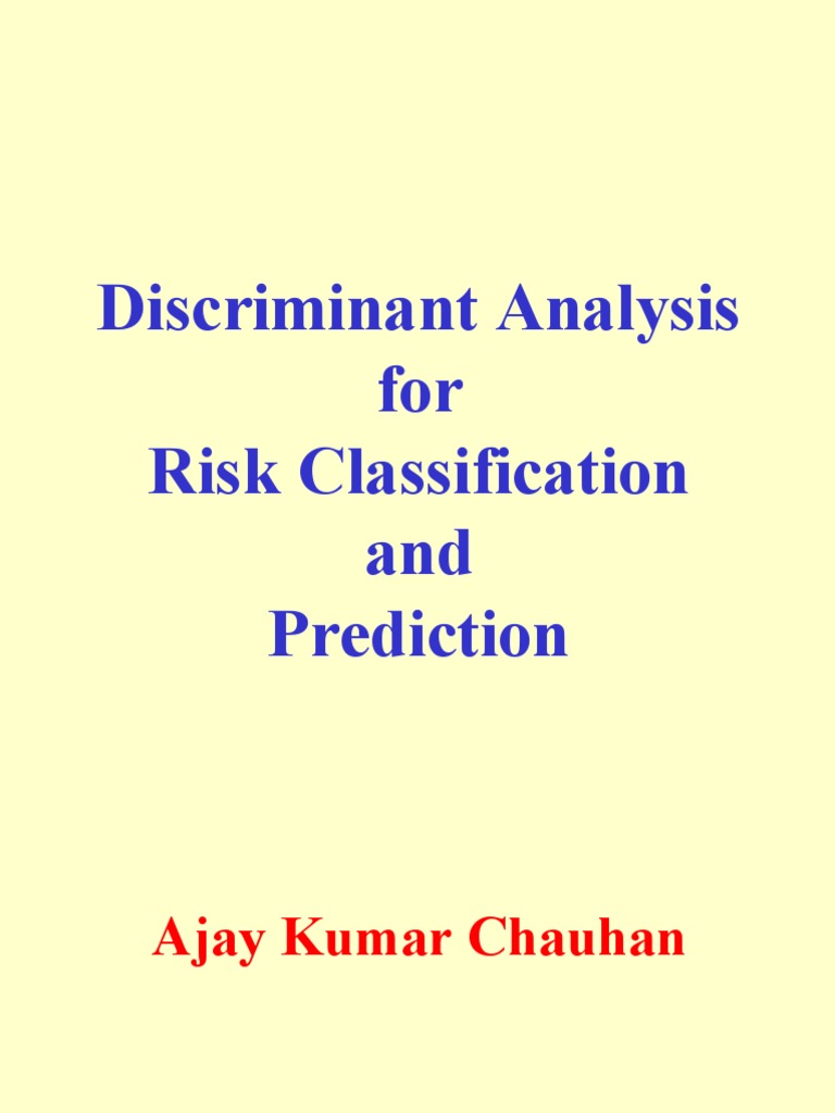 Discriminant Analysis For Risk Classification and Prediction | PDF ...