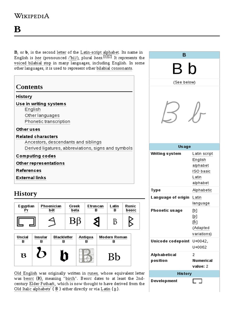 B, or B, Is The Second Letter of The Latin-Script Alphabet. Its Name in ...
