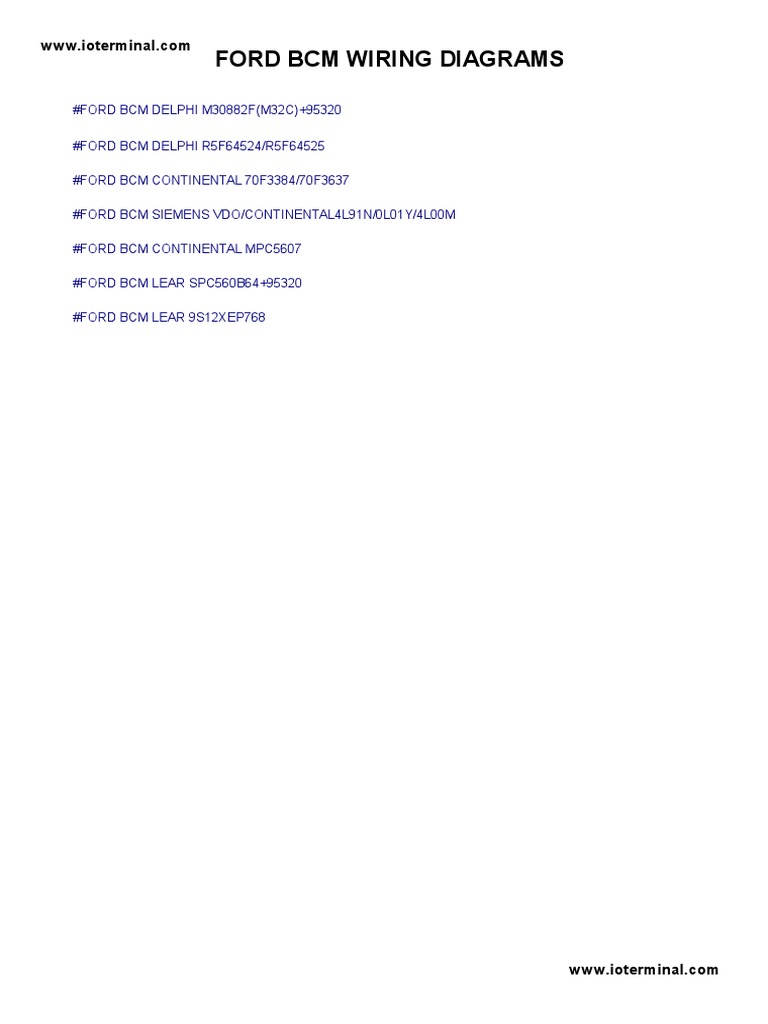 Ford BCM Wiring Diagrams Overview | PDF