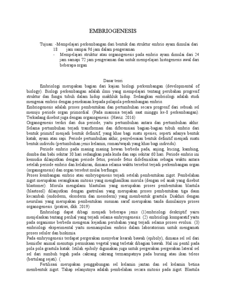 Embriogenesis Ayam | PDF