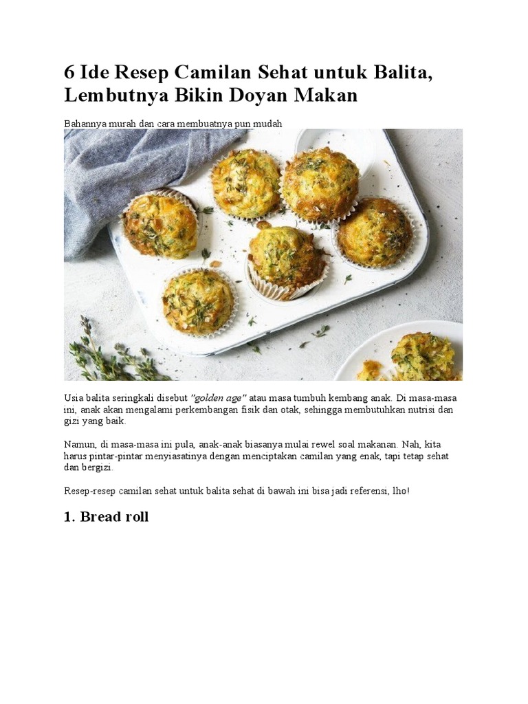 6 Resep Camilan Sehat untuk Balita | PDF