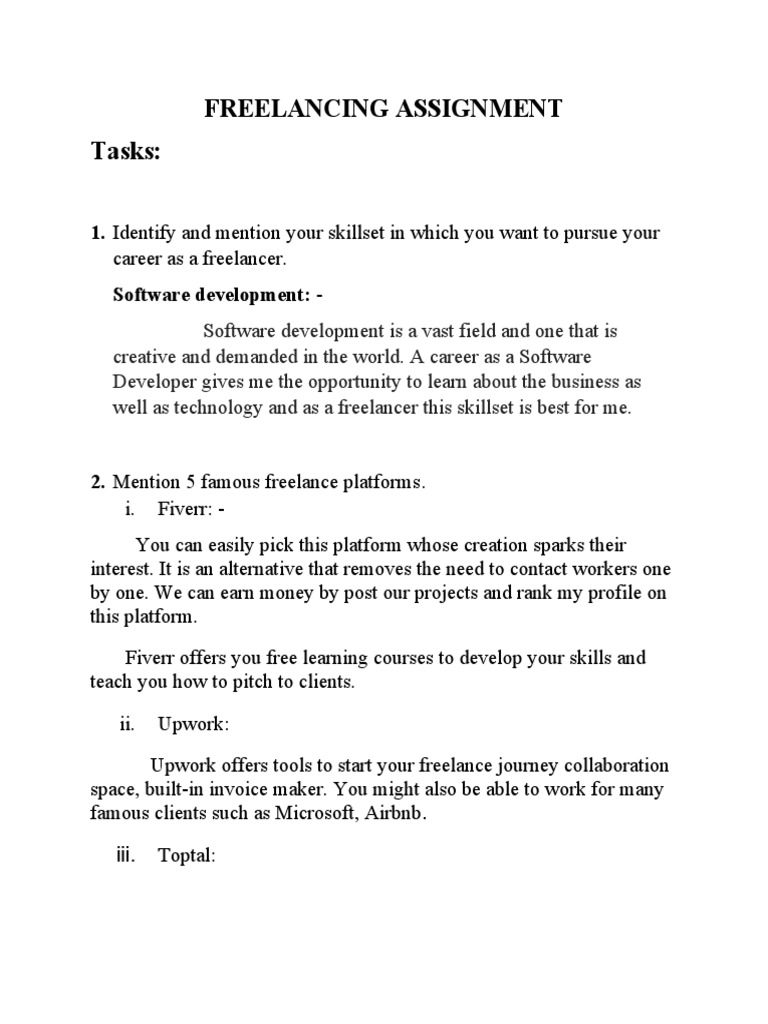 Freelancing Assignment | PDF | Freelancer | Software Engineering