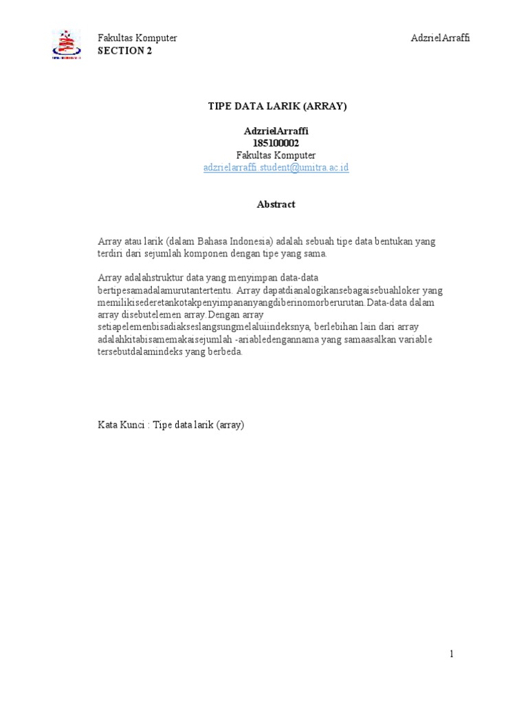 Tipe Data Larik (Array) | PDF