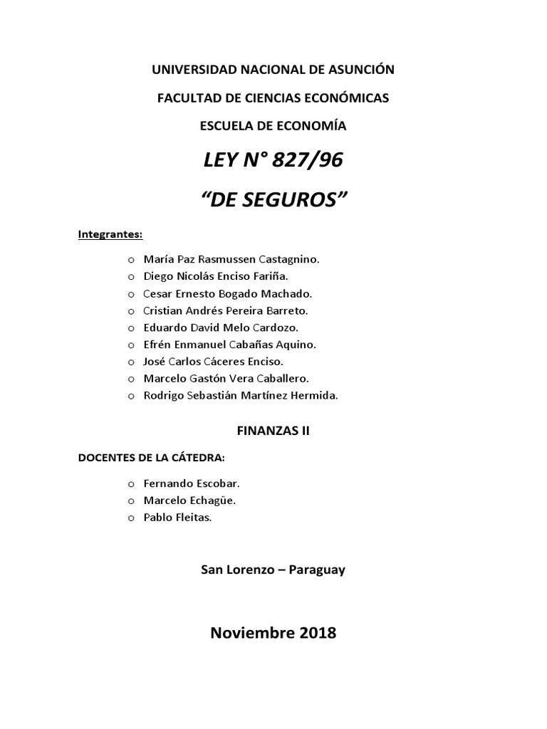 Seguros Paraguay | PDF | Póliza de seguros | Reaseguro