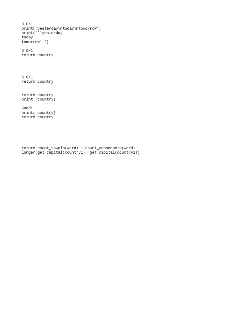 Printing Multi-Line Strings and Returning Values from Functions | PDF