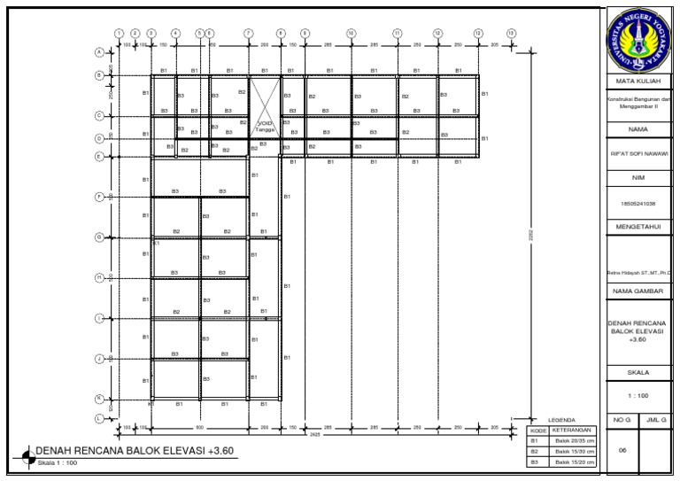 Denah Rencana Balok Elevasi 3.60 | PDF