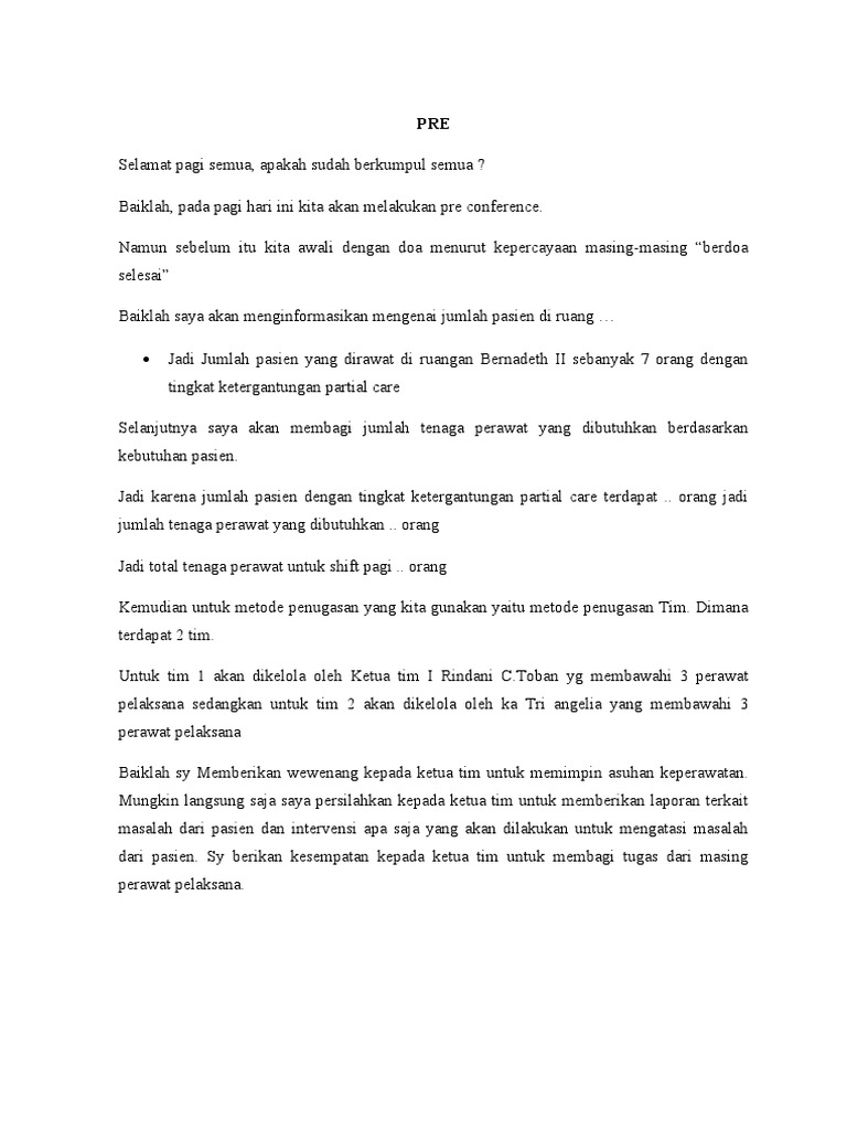 Rapat Pre dan Post Conference Keperawatan | PDF