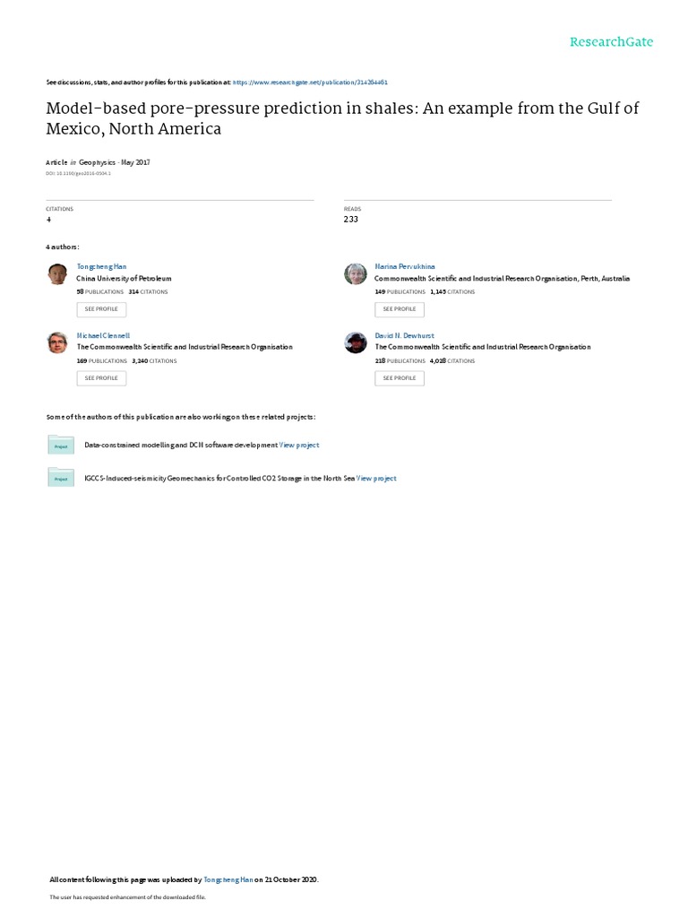 Model-Based Pore-Pressure Prediction in Shales: An Example From The ...