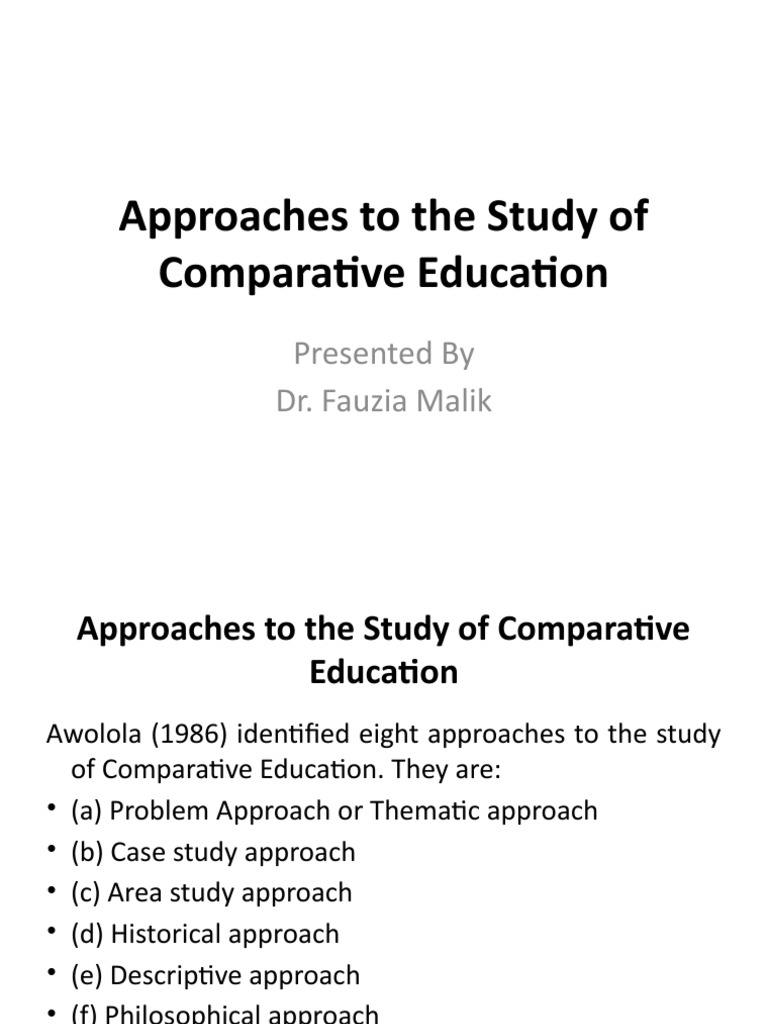 Approaches To The Study of A Comparative Education System | PDF ...