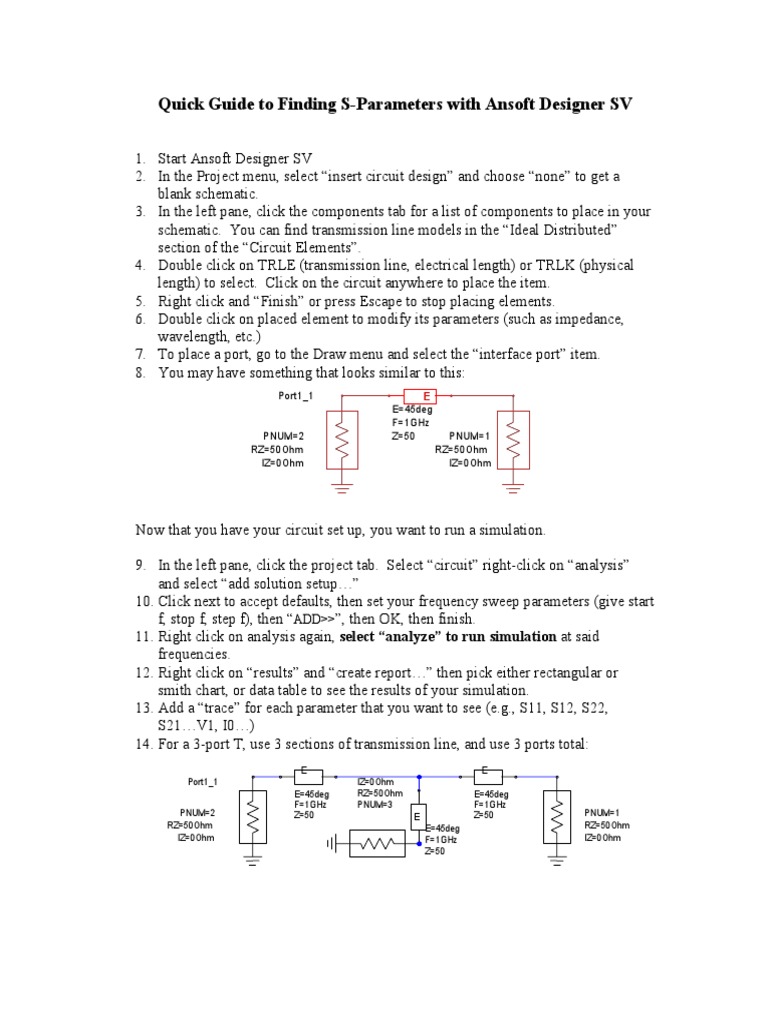 Quick Guide For Ansoft Designer SV | PDF | Transmission Line | Electrical Network