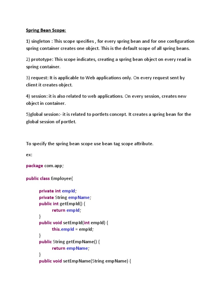 Spring Bean Scope | PDF | Scope (Computer Science) | Web Application