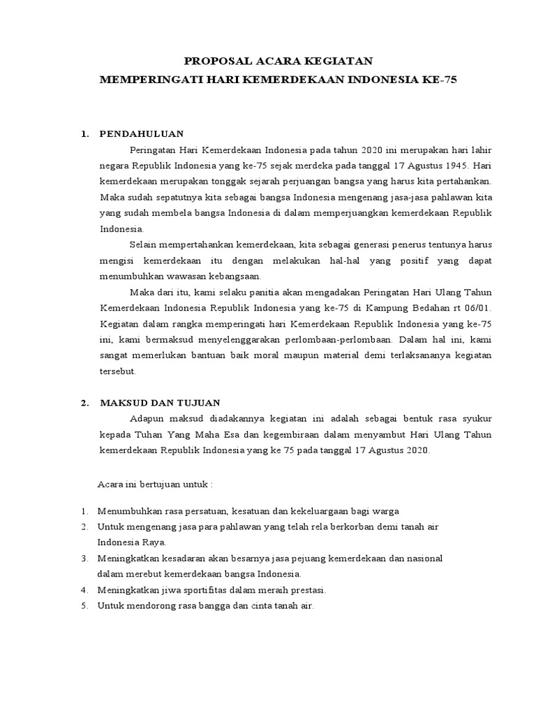 Contoh Proposal Acara Kegiatan Lomba 17 Pdf