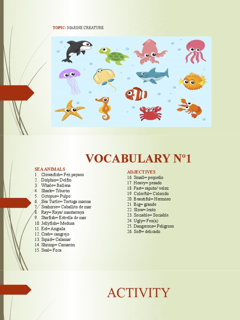 Diapositiva Vocabulario 1 Grado 4 | PDF