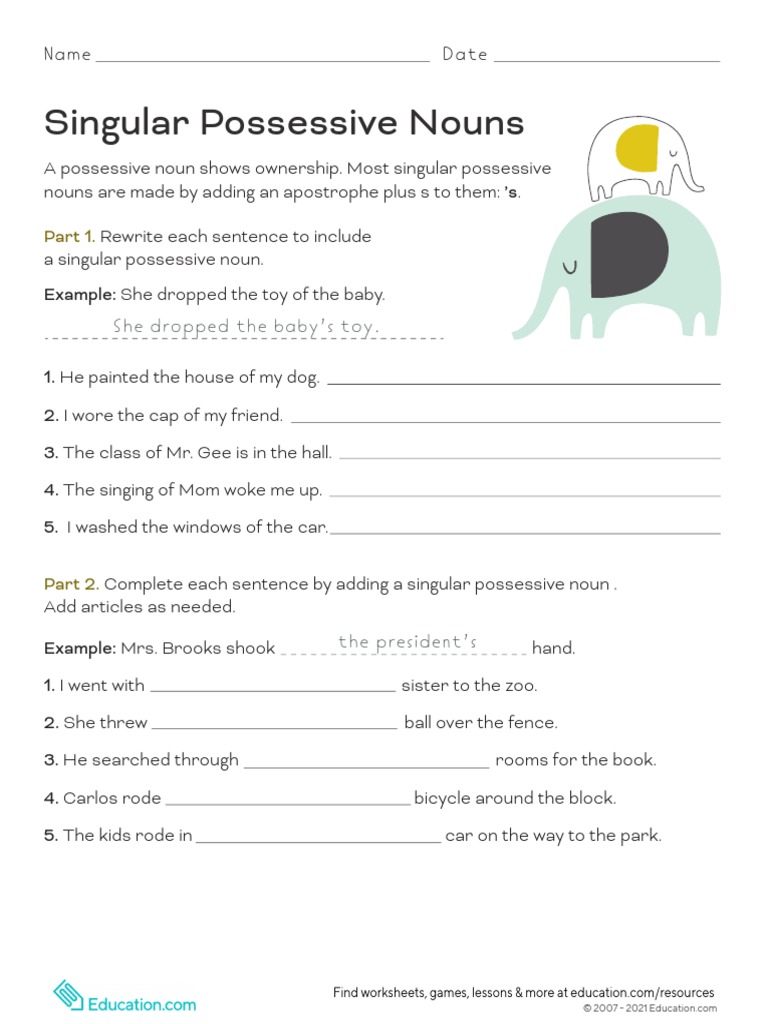 Singular Possessive Nouns: She Dropped The Baby's Toy | PDF | General ...