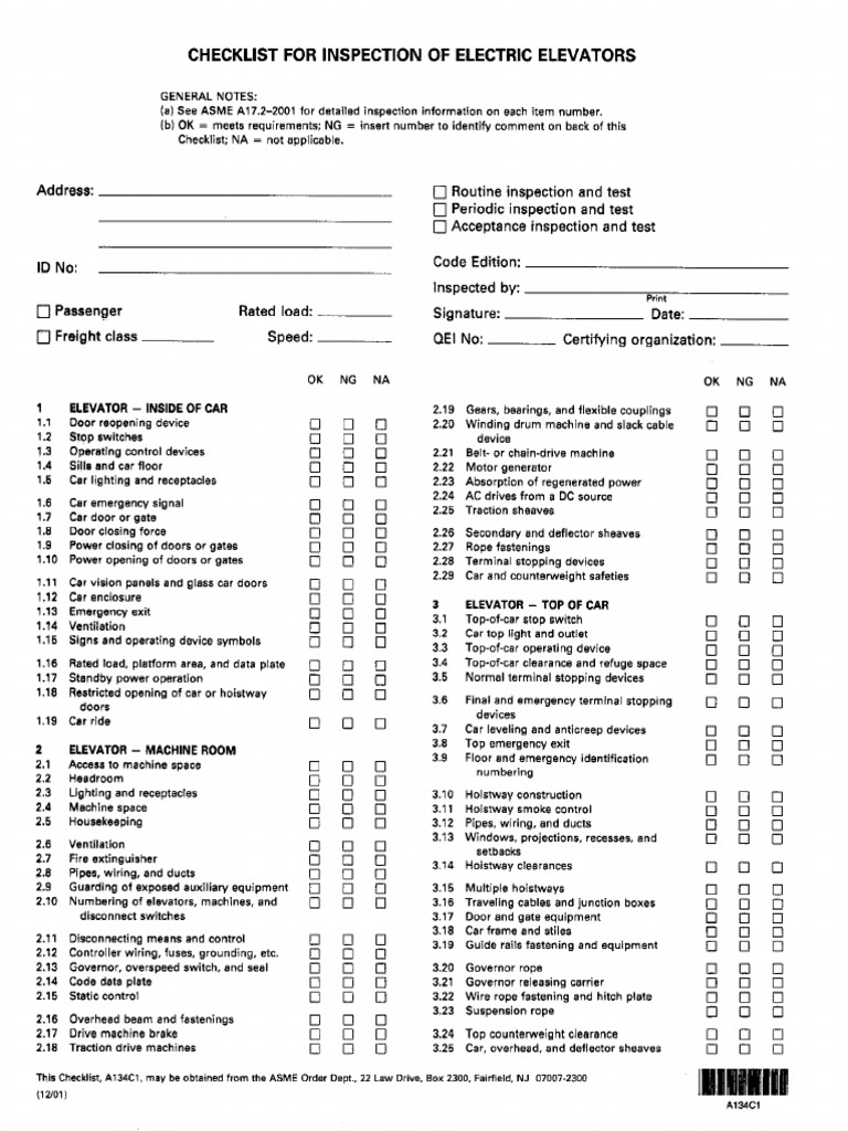 Elevator - Electric Elevator Inspection Checklist - 201903271412265484 ...