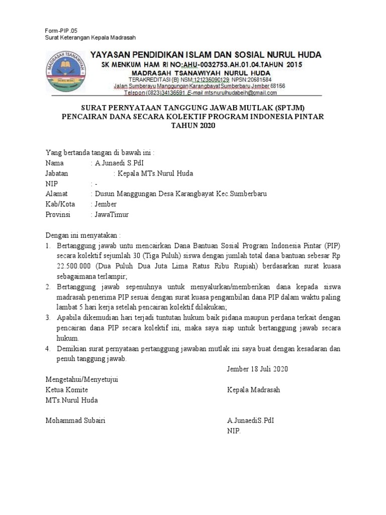 SPTJM Form-Pip.05 | PDF | Kesehatan Holistik