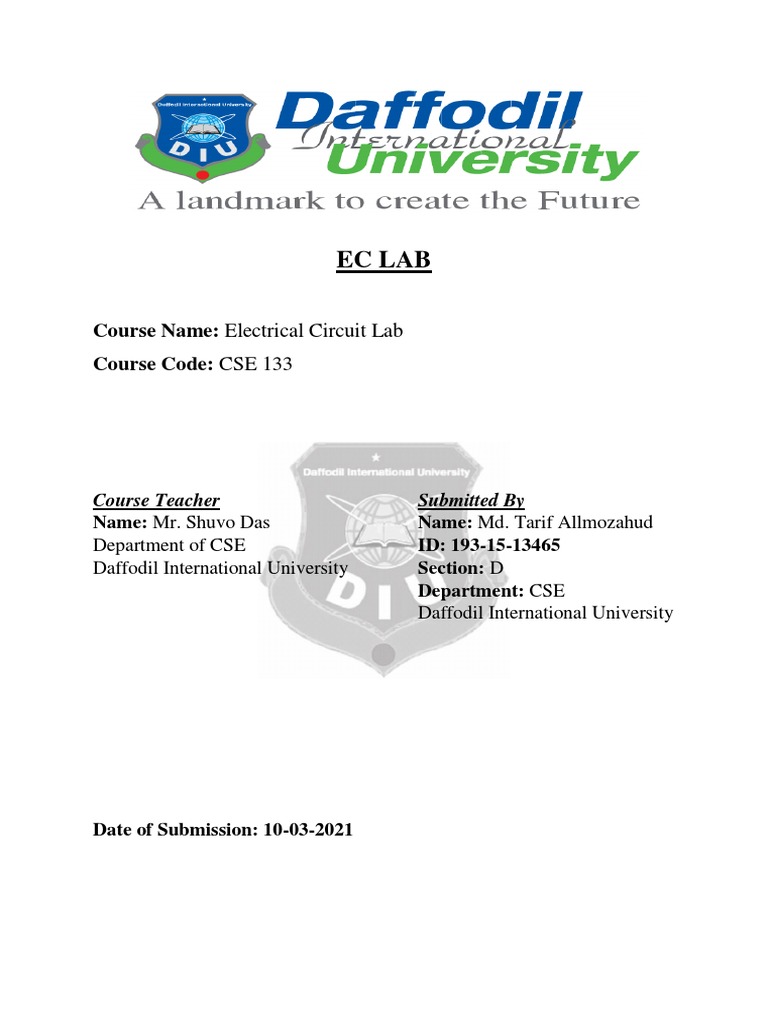 Ec Lab: Course Name: Electrical Circuit Lab Course Code: CSE 133 | Download Free PDF | Computer ...