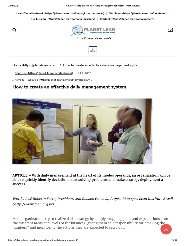 How To Create An Effective Daily Management System - Planet Lean | PDF ...