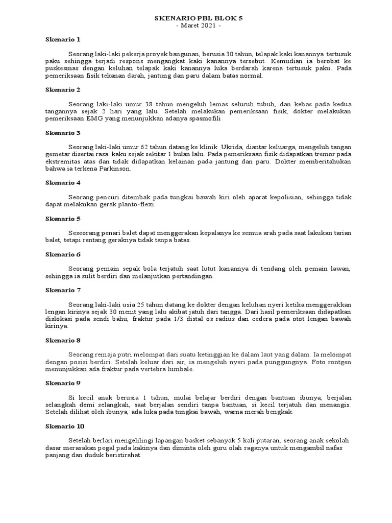 Skenario PBL Blok 5 | PDF | Kesehatan Holistik | Sains & Matematika