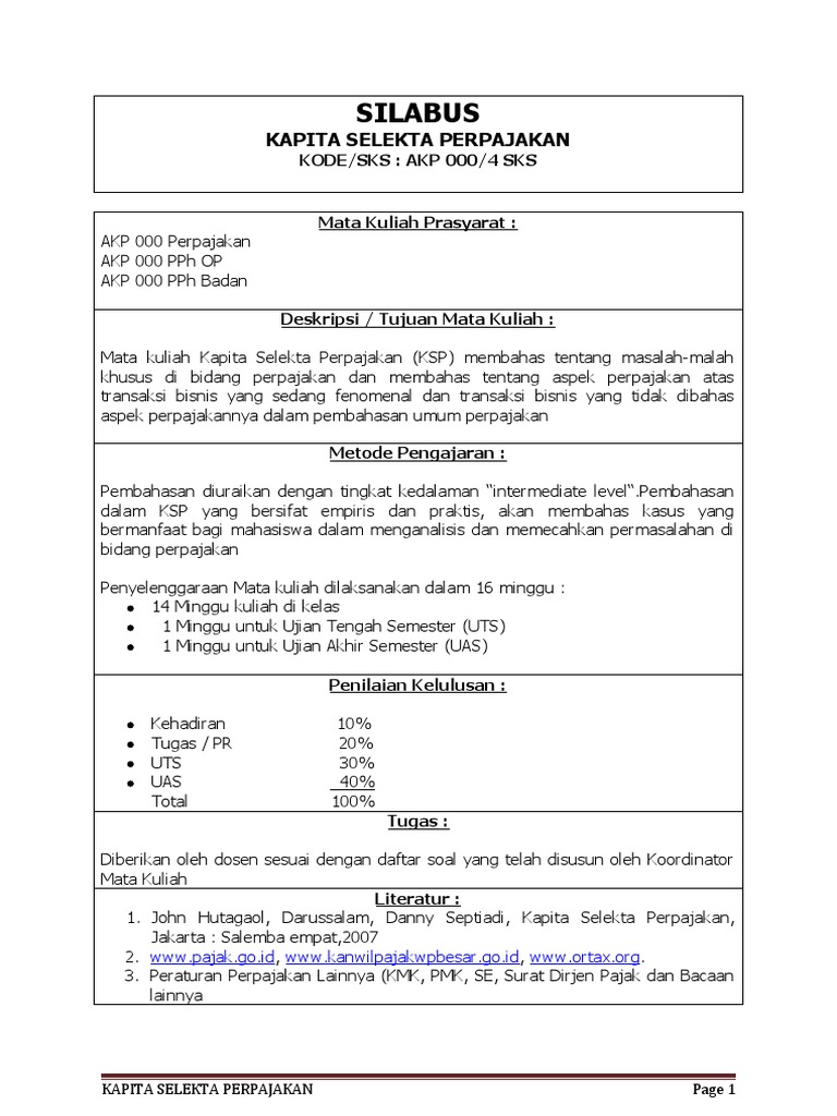 Kapita Selekta Perpajakan: Studi Kasus dan Strategi | PDF