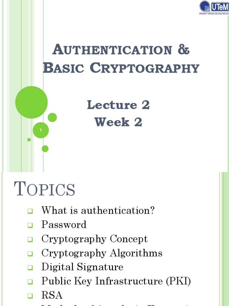 Lecture 2 - Authentication and Cryptography | PDF | Cryptography ...