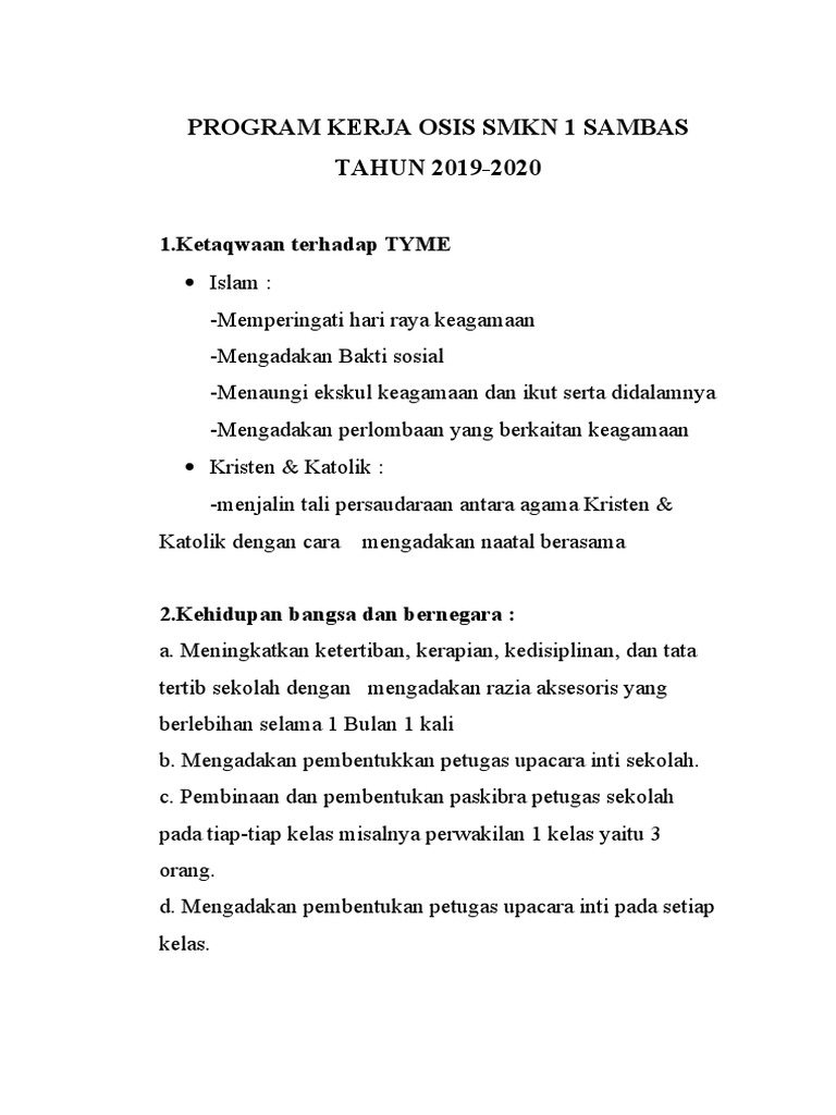 Program Kerja Osis | PDF