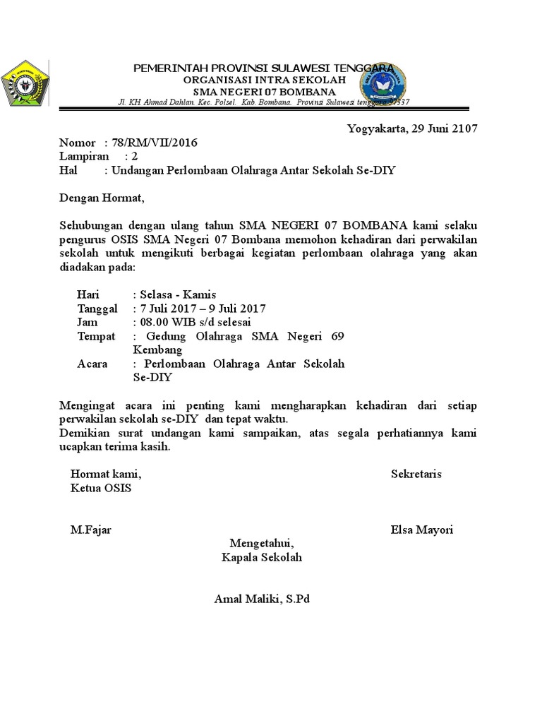 Contoh Surat Undangan Resmi | PDF