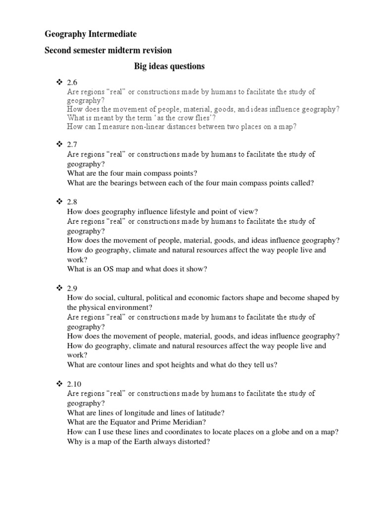Geography Intermediate Revision | PDF | Geography | Latitude