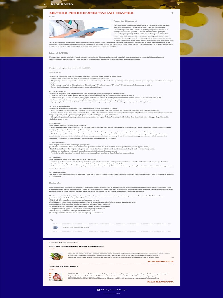 Metode Pendokumentasian Soapier | PDF