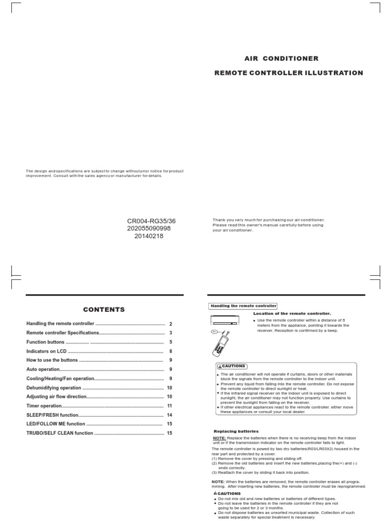 MDV R32 RemoteControllerUsersManual ENG | PDF | Remote Control | Air ...