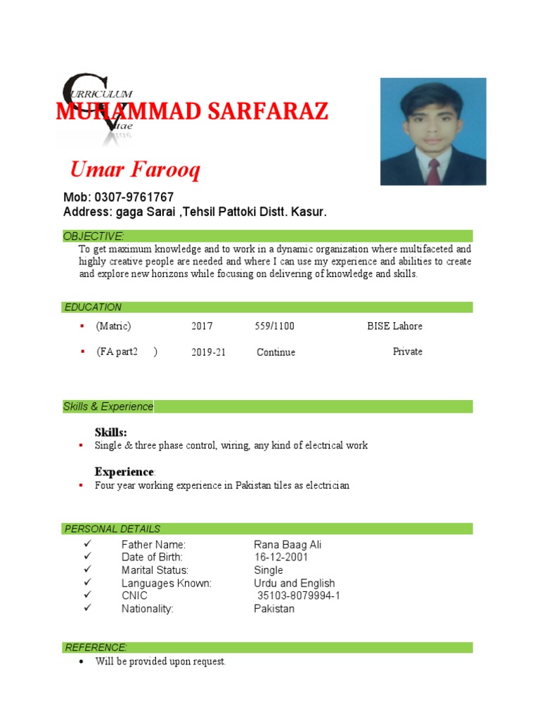 Muhammad Sarfaraz: Umar Farooq | PDF