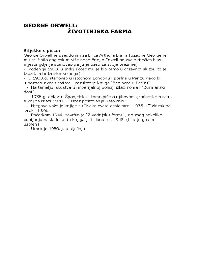 Zivotinjska Farma 1 | PDF