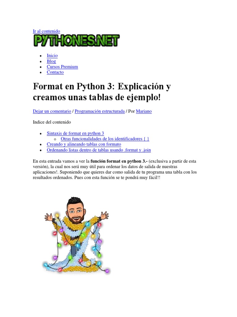 Format en Python 3 | PDF | Python (lenguaje de programación) | Objeto (informática)