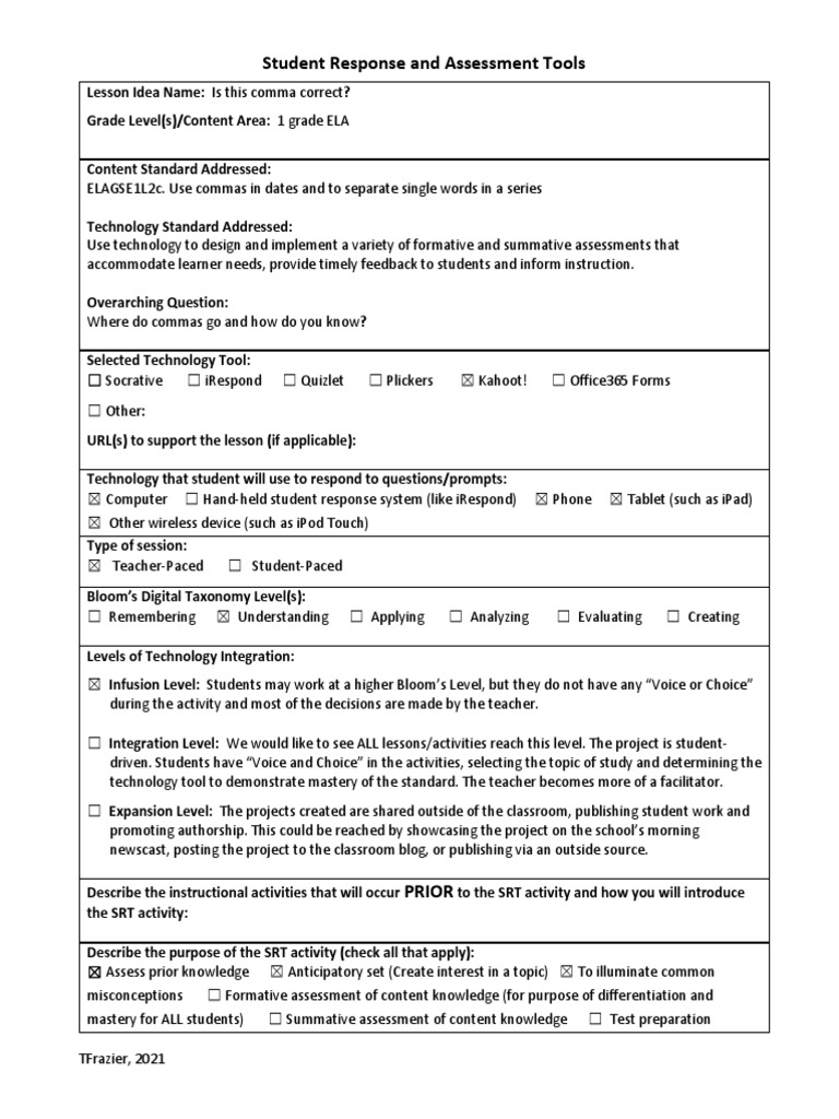 m07 Student Response Tools Lesson Idea Template 1 | PDF | Educational ...