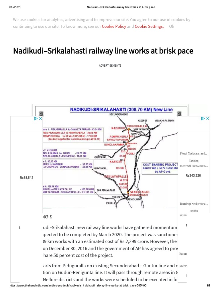 Nadikudi-Srikalahasti Railway Line Works at Brisk Pace | PDF