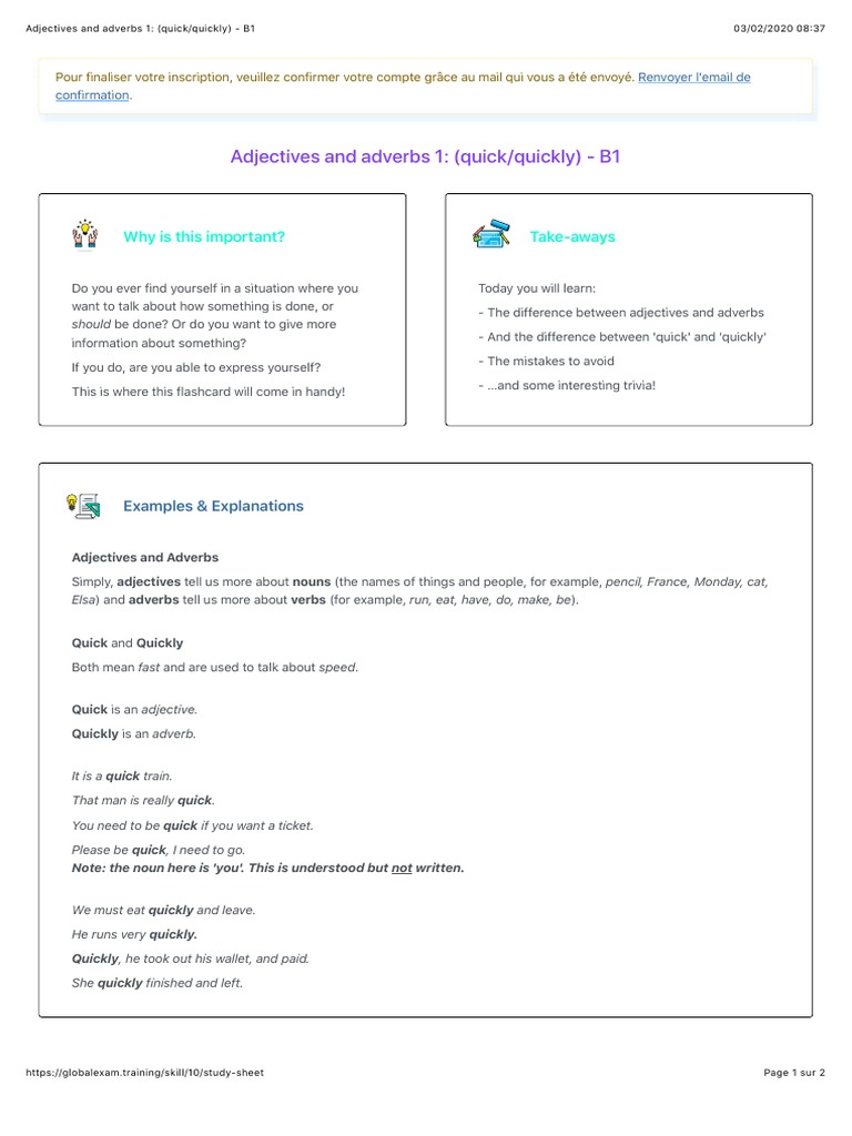 Adjectives and Adverbs 1: (Quick:quickly) - B1 | PDF | Adverb | Adjective