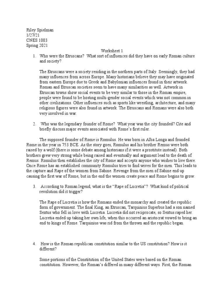 The Influences of the Etruscans on Early Roman Culture and Society and ...