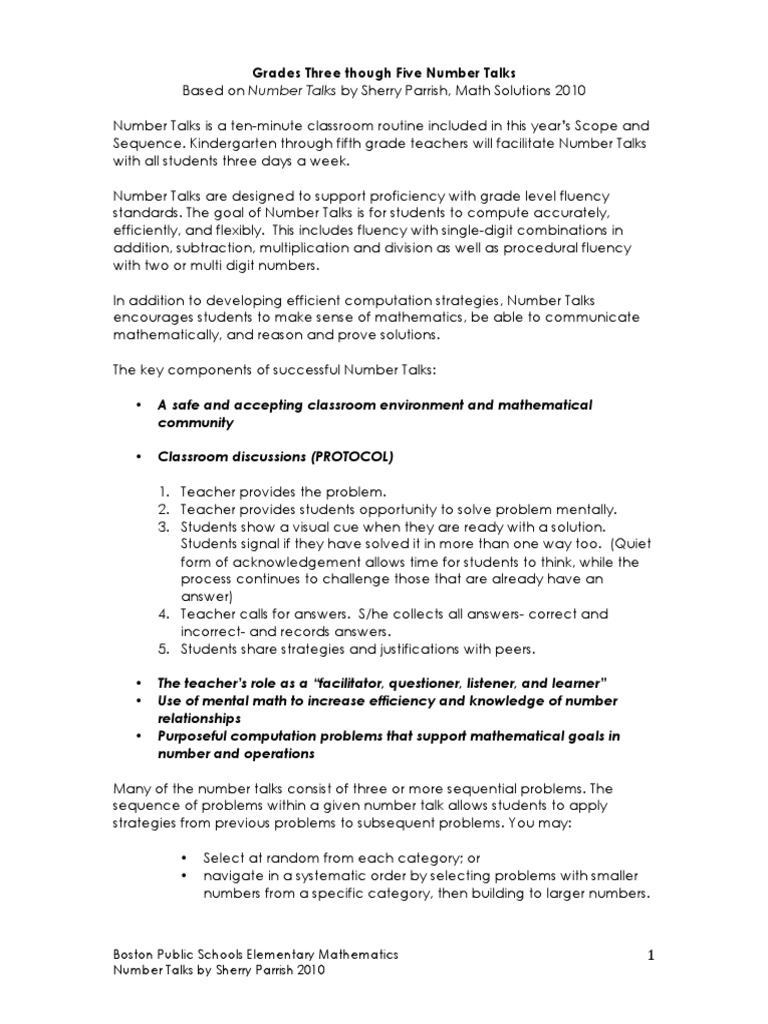 Grade3-5 Number Talks | PDF | Subtraction | Teaching Mathematics