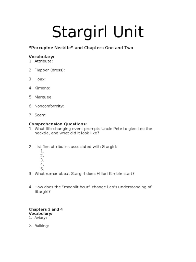 Stargirl Unit Mrs. P | PDF | General Fiction