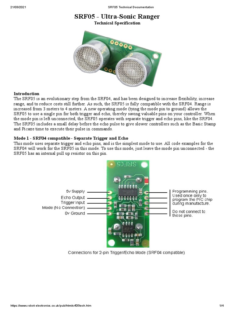 SRF05 Technical Documentation | PDF | Ultrasound | Information And ...