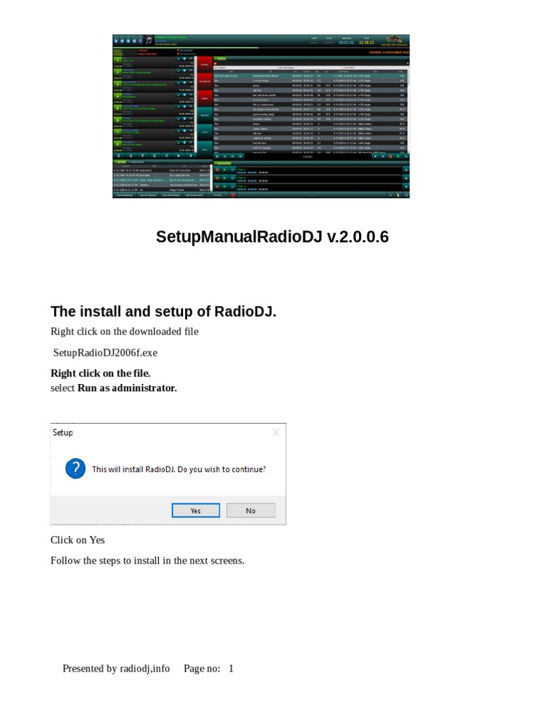 Setup Manual Radiodj v. 2. | PDF | Icon (Computing) | Operating System ...