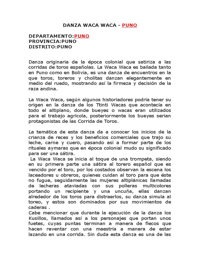Danza Waca Waca | PDF