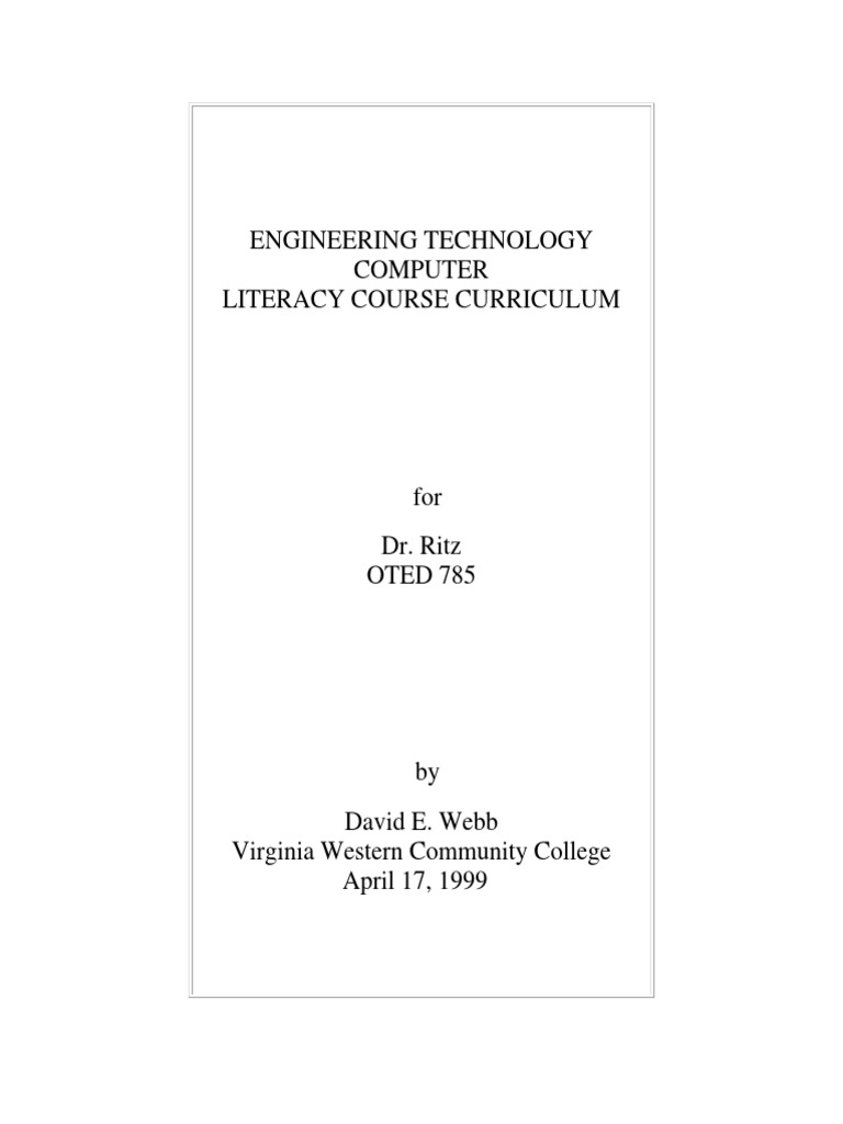Engineering Technology Computer Literacy Course Curriculum | PDF ...
